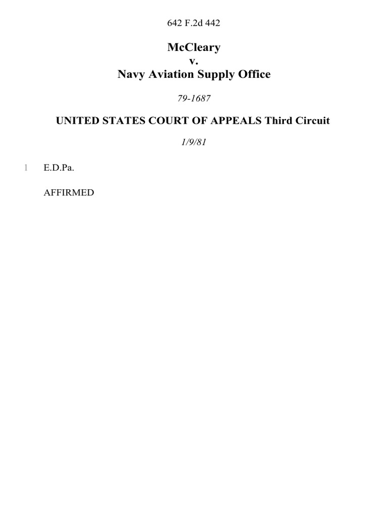 McCleary v. Navy Aviation Supply Office Case | PDF