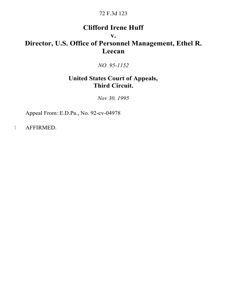 Clifford Irene Huff v. Director, U.S. Office of Personnel Management ...
