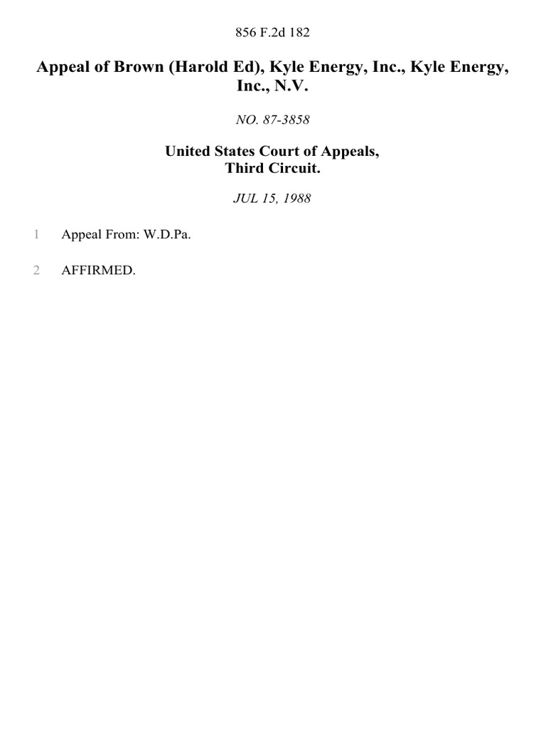 Appeal of Brown (Harold Ed), Kyle Energy, Inc., Kyle Energy, Inc., N.V ...