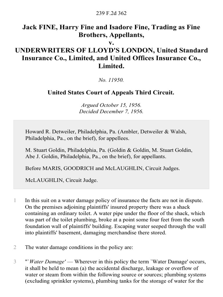 Jack Fine, Harry Fine and Isadore Fine, Trading as Fine Brothers v ...