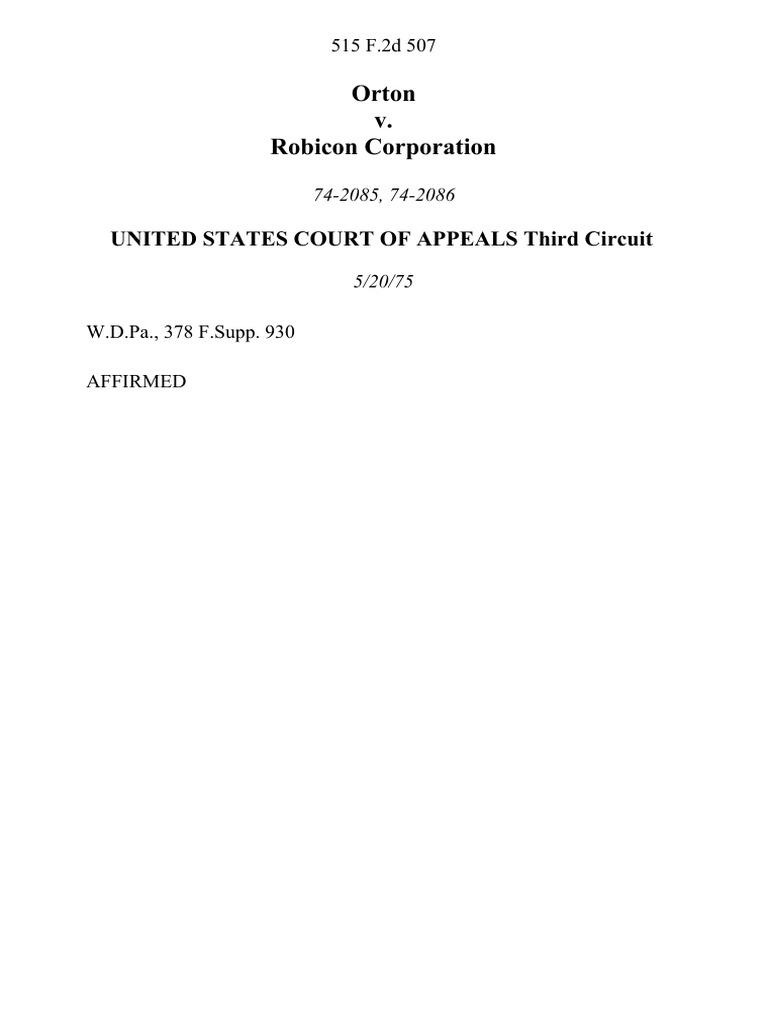Orton v. Robicon Corp: Case Summary | PDF