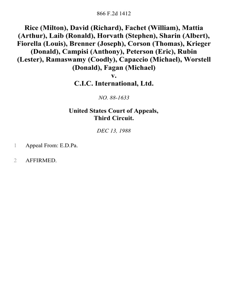 Third Circuit Court Case 88-1633 Affirmed | PDF