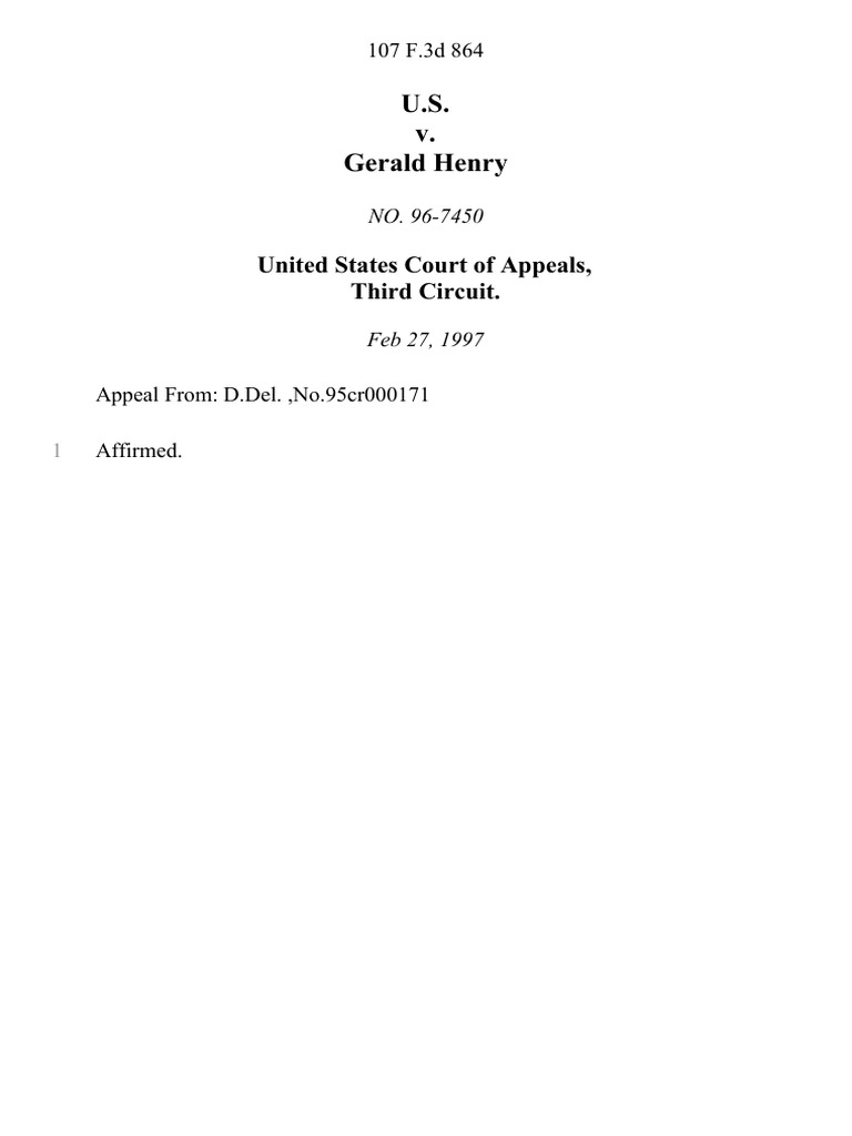 United States v. Gerald Henry, 107 F.3d 864, 3rd Cir. (1997) | PDF