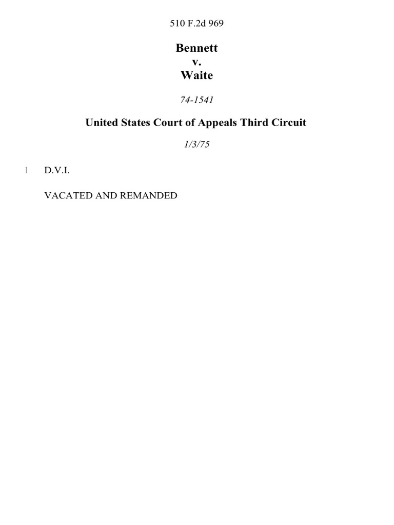 Bennett v. Waite, 510 F.2d 969, 3rd Cir. (1975) | PDF