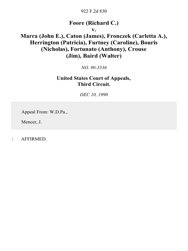 Foore (Richard C.) v. Marra (John E.), Caton (James), Fronczek ...