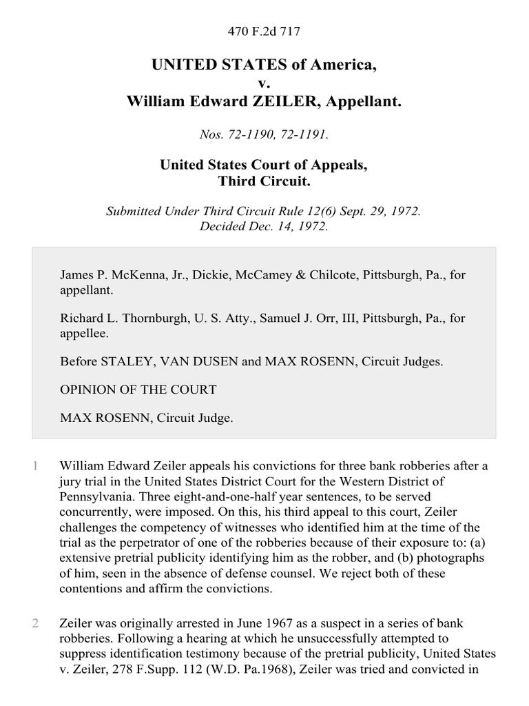 United States v. William Edward Zeiler, 470 F.2d 717, 3rd Cir. (1972 ...