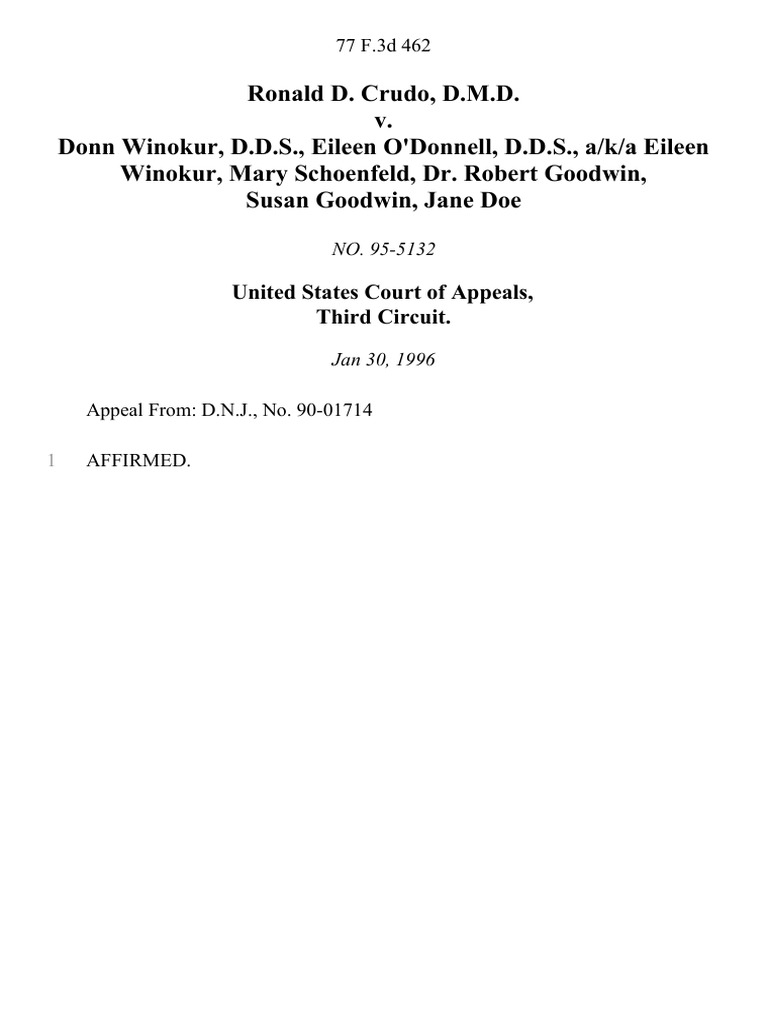 Ronald D. Crudo, D.M.D. v. Donn Winokur, D.D.S., Eileen O'donnell, D.D ...