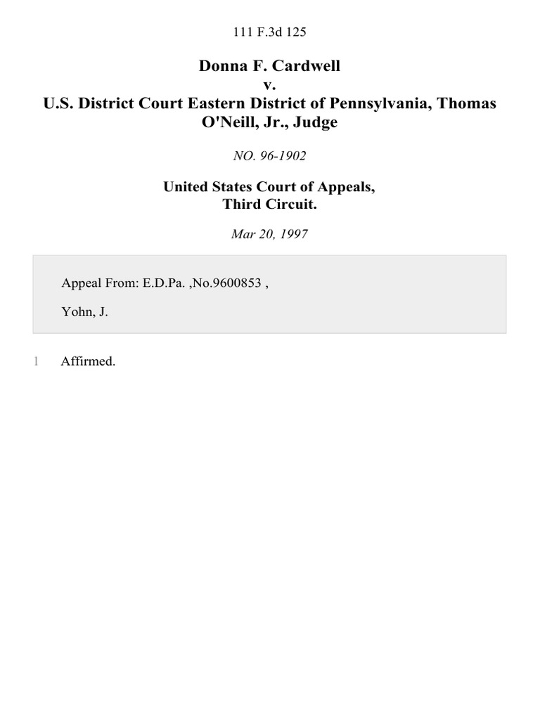 Donna F. Cardwell v. U.S. District Court Eastern District of ...