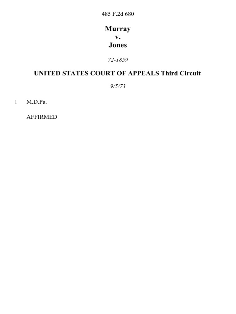 Murray v. Jones, 485 F.2d 680, 3rd Cir. (1973) | PDF