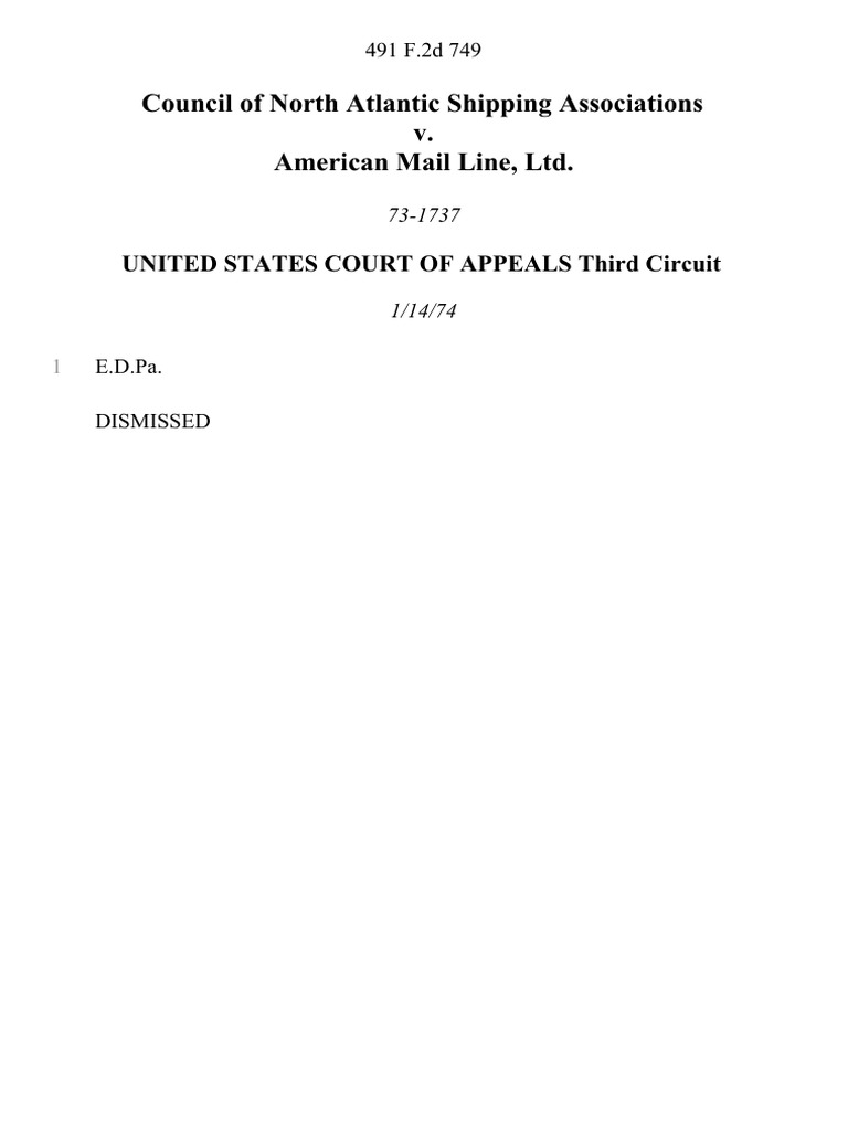 Council of North Atlantic Shipping Associations v. American Mail Line ...