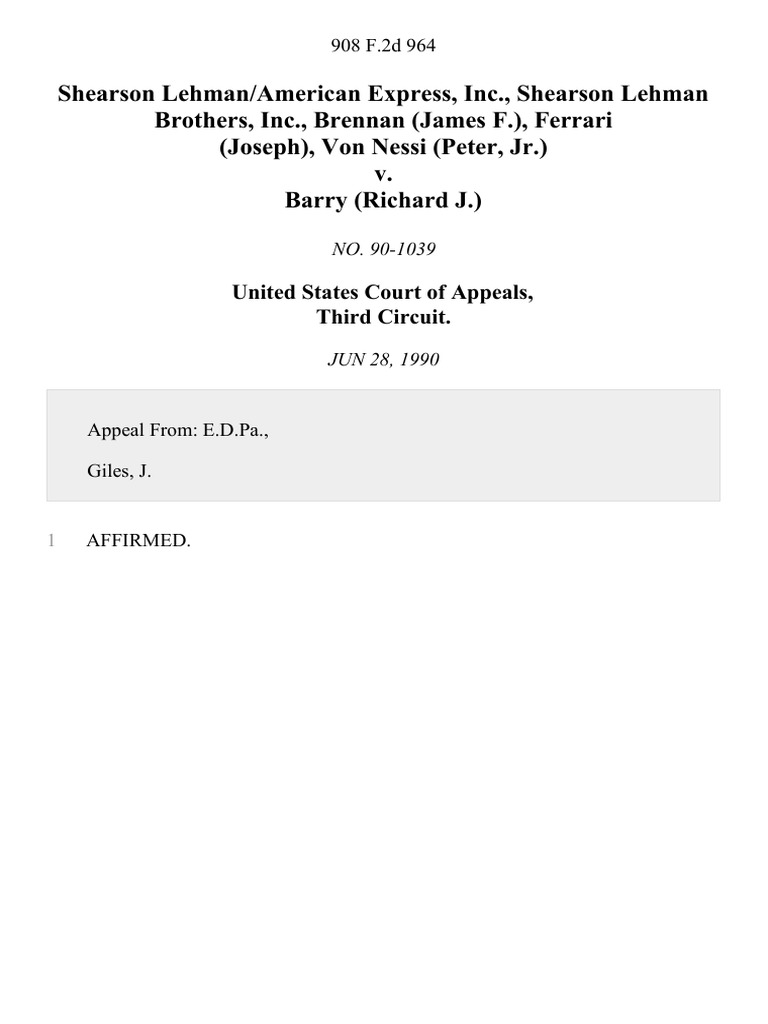 Shearson Lehman/american Express, Inc., Shearson Lehman Brothers, Inc ...