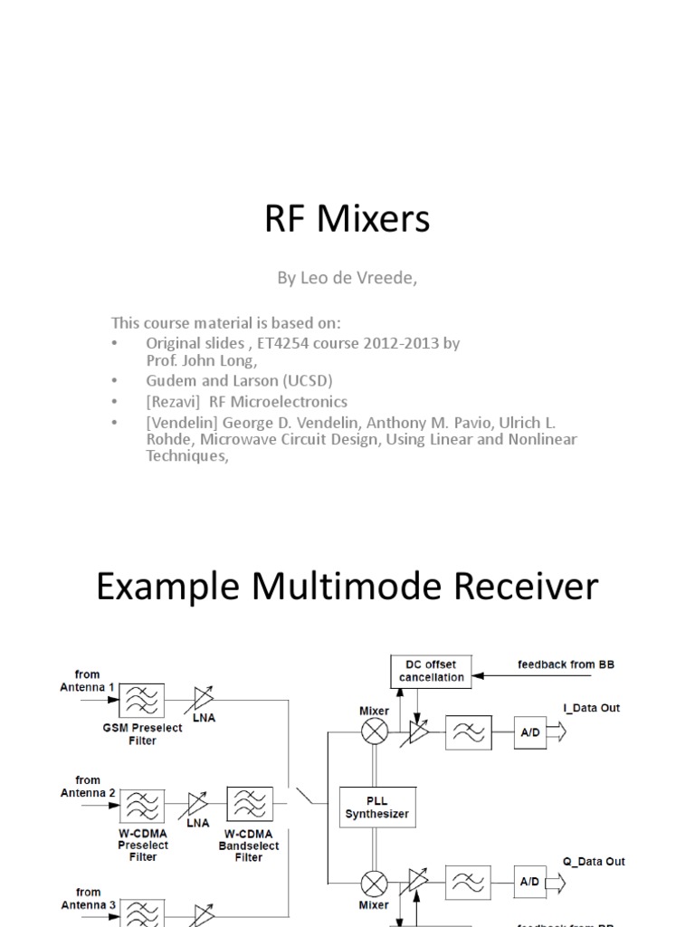 RF Mixers: by Leo de Vreede | PDF | Amplifier | Electronic Filter