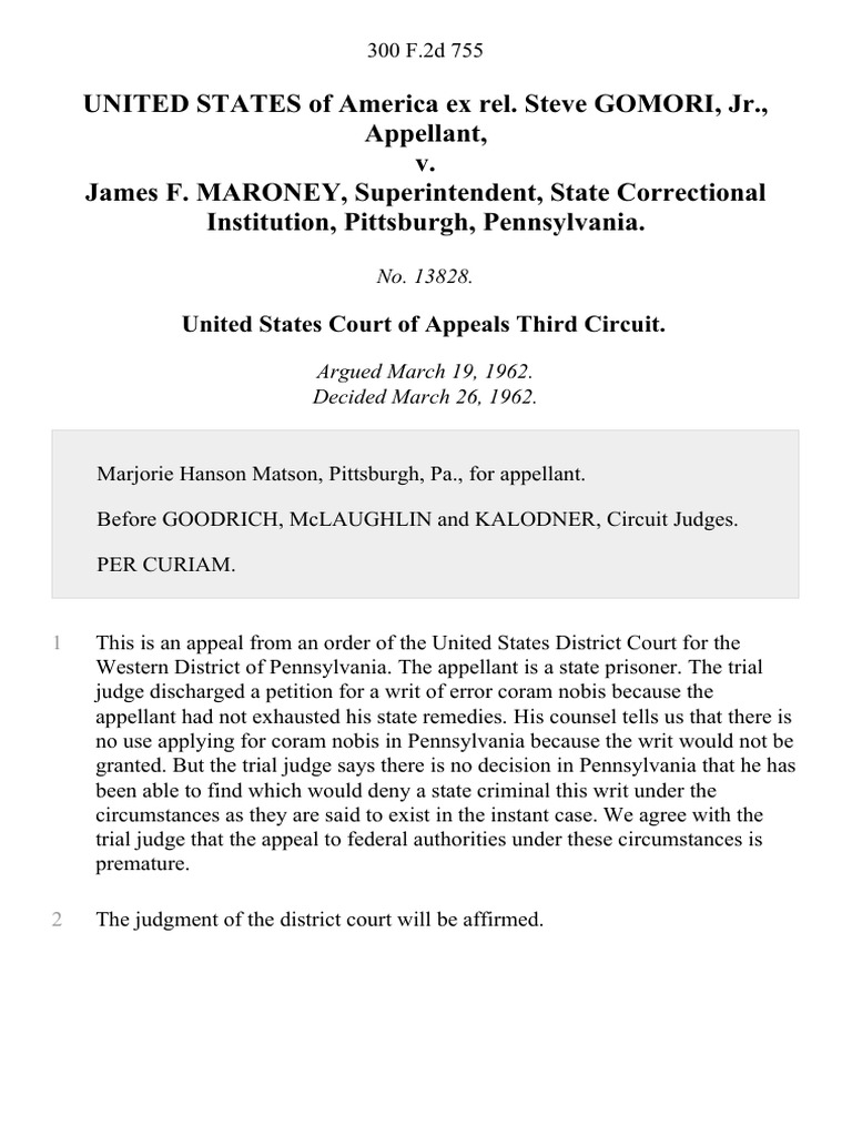 United States of America Ex Rel. Steve Gomori, Jr. v. James F. Maroney ...