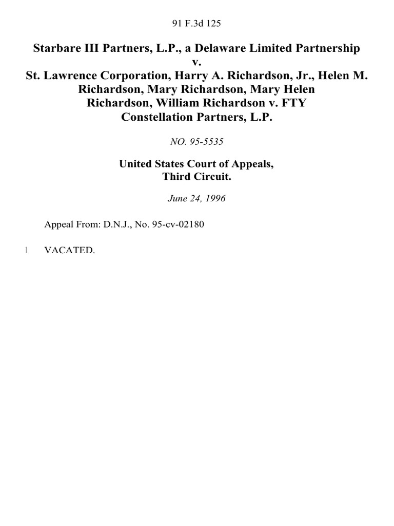 Starbare III Partners v. St. Lawrence Corp. | PDF