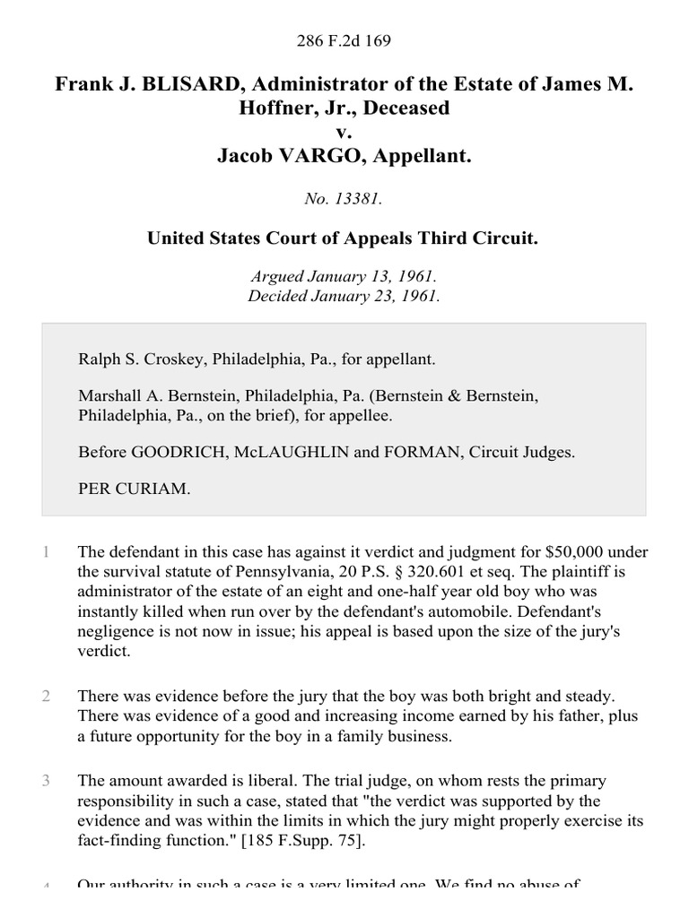 Frank J. Blisard, Administrator of The Estate of James M. Hoffner, JR ...