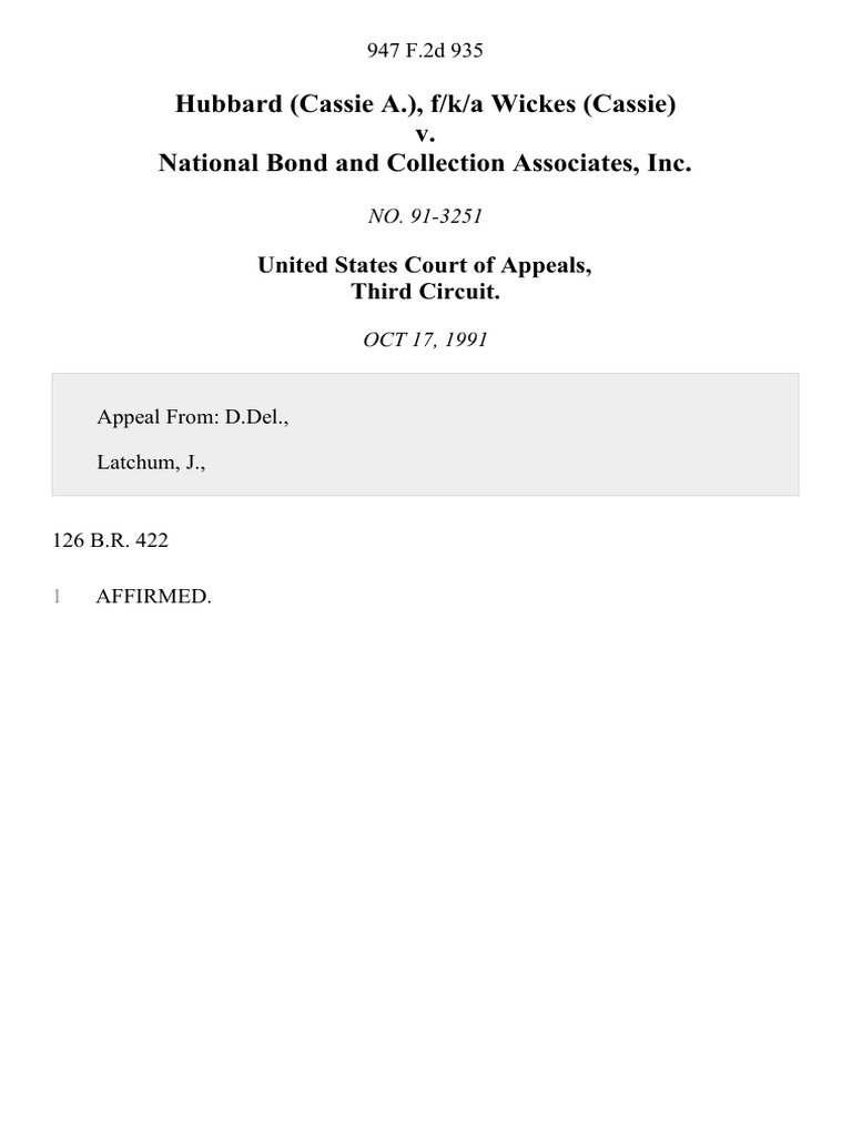 Hubbard (Cassie A.), F/k/a Wickes (Cassie) v. National Bond and ...