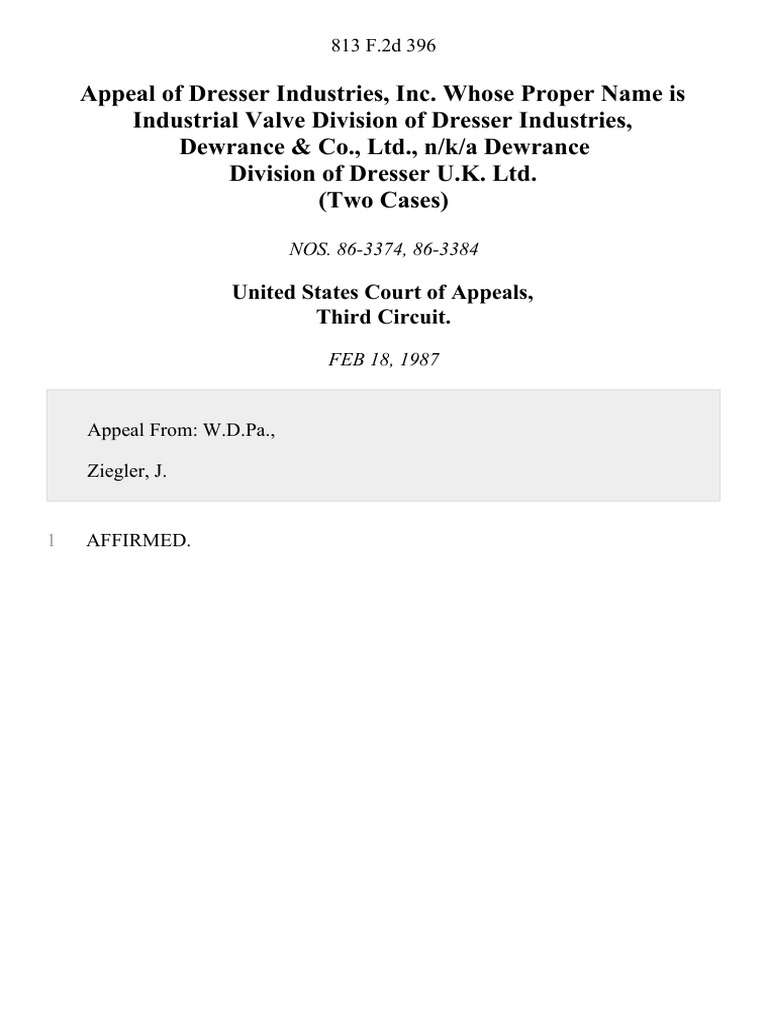 Appeal of Dresser Industries, Inc. Whose Proper Name is Industrial ...