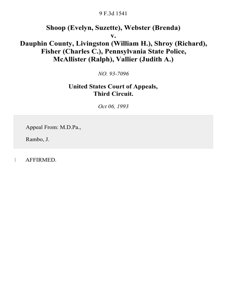 Shoop (Evelyn, Suzette), Webster (Brenda) v. Dauphin County, Livingston ...