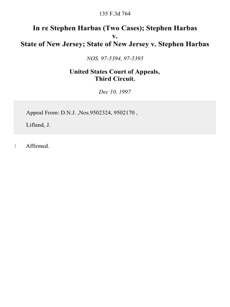Legal Appeal: Harbas v. New Jersey | PDF | Politics