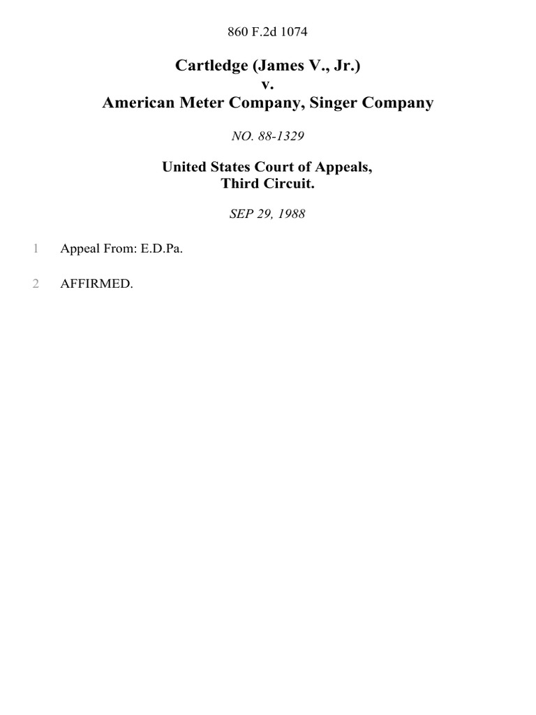 Cartledge (James v. JR.) v. American Meter Company, Singer Company, 860 F.2d 1074, 3rd Cir ...