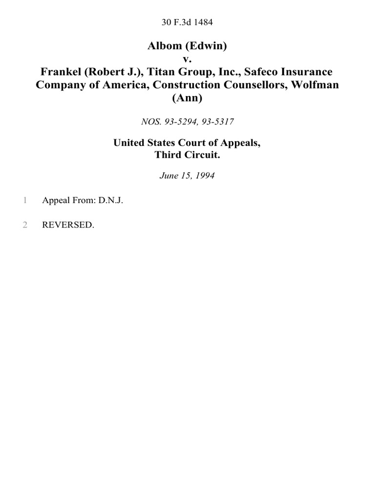 Albom (Edwin) v. Frankel (Robert J.), Titan Group, Inc., Safeco ...