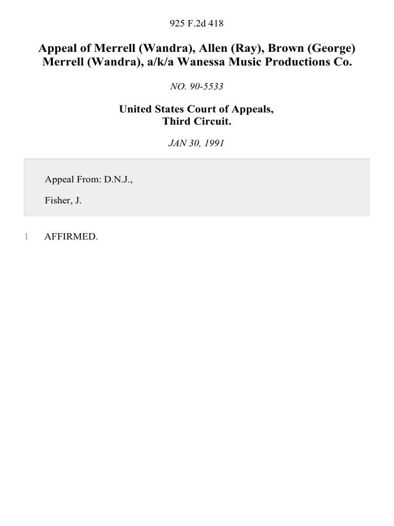 Appeal of Merrell (Wandra), Allen (Ray), Brown (George) Merrell (Wandra ...