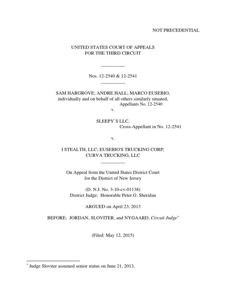 Sam Hargrove v. Sleepy's, 3rd Cir. (2015) | PDF | Summary Judgment ...