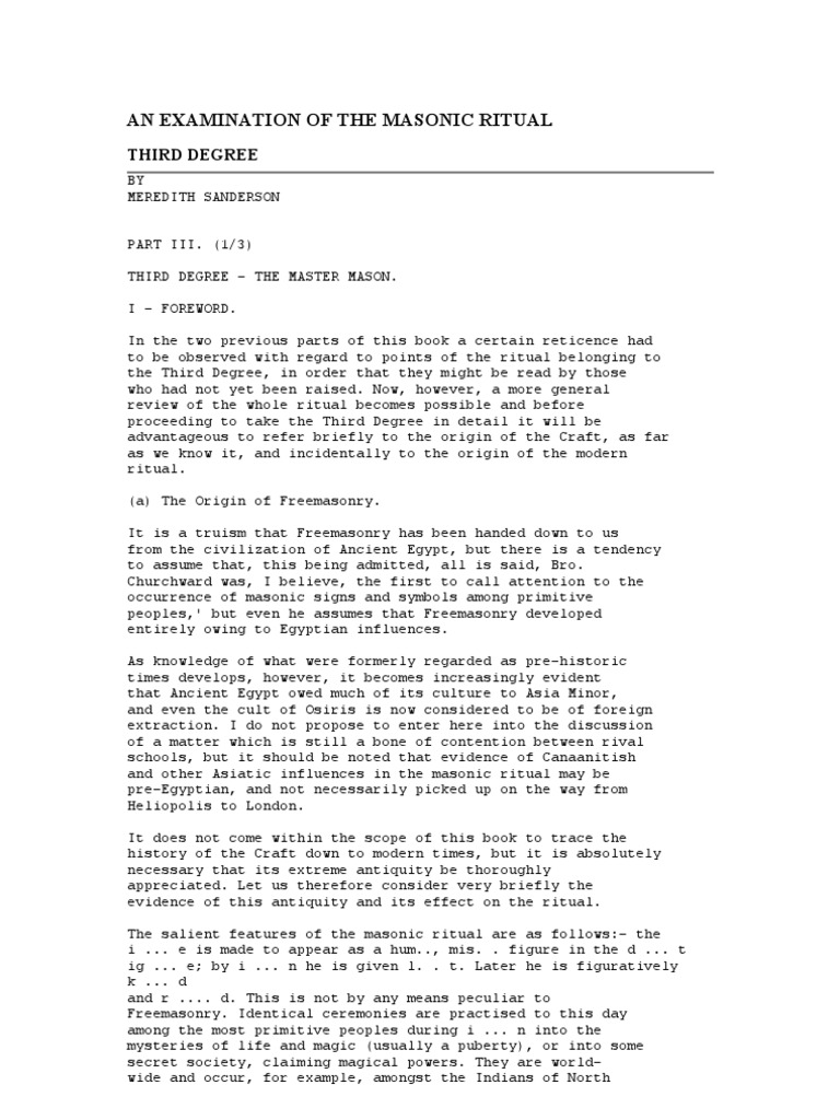 An Examination of The Masonic Ritual | PDF | Freemasonry | Osiris