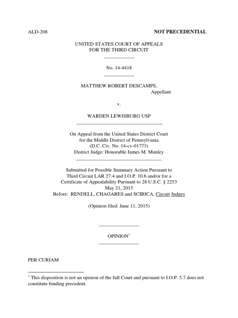 Not Precedential | PDF | United States District Court | Precedent