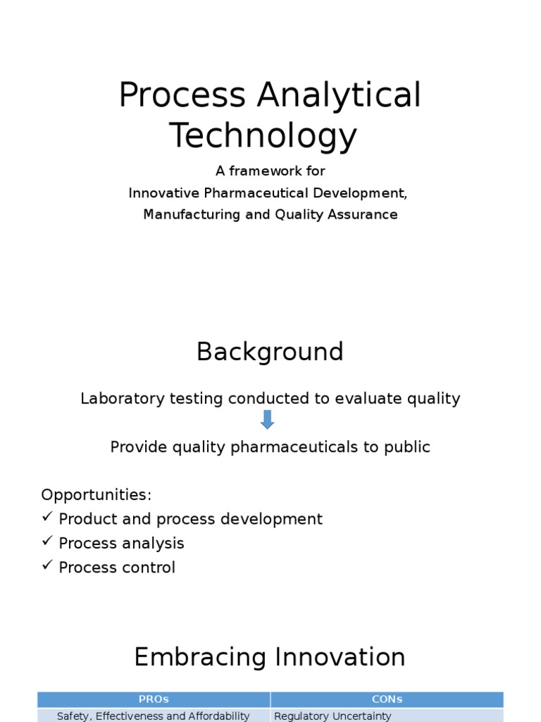 Process Analytical Technology | PDF | Pharmaceutical Drug | Quality ...