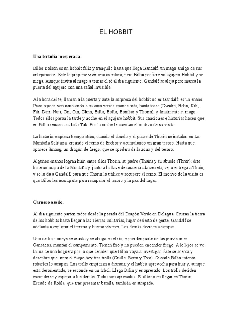 El Hobbit | PDF | Bilbo Baggins | El Hobbit