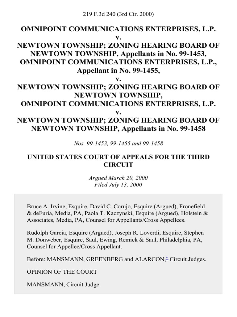 Omnipoint Communications Enterprises, L.P. v. Newtown Township Zoning ...