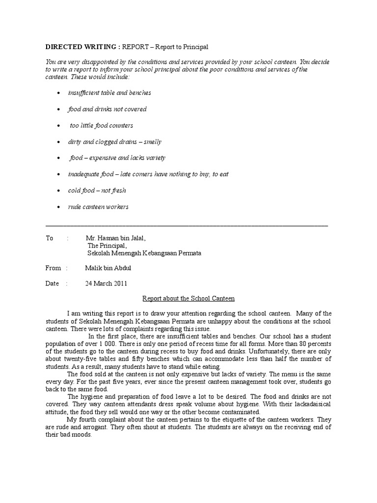 Report - School Canteen | Foods