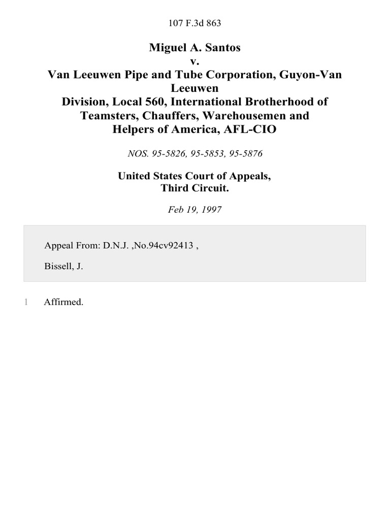 Miguel A. Santos v. Van Leeuwen Pipe and Tube Corporation, Guyon-Van ...