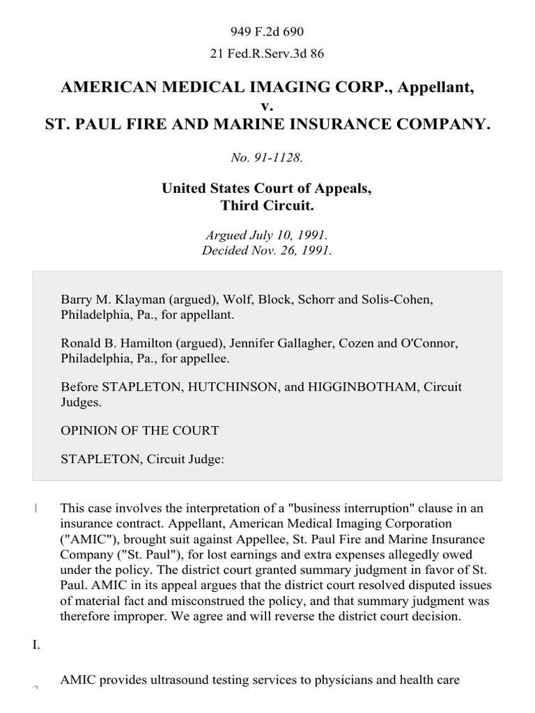 American Medical Imaging Corp. v. St. Paul Fire and Marine Insurance ...