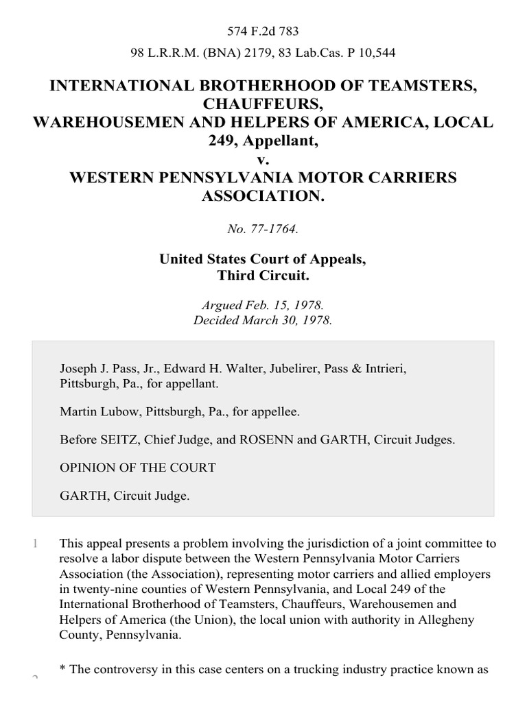 International Brotherhood of Teamsters, Chauffeurs, Warehousemen and ...