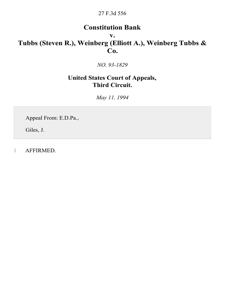 Constitution Bank v. Tubbs (Steven R.), Weinberg (Elliott A.), Weinberg ...
