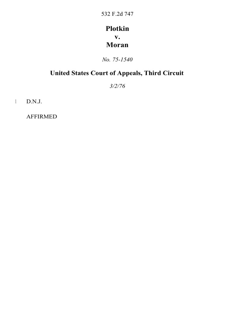 Plotkin v. Moran, 532 F.2d 747, 3rd Cir. (1976) | PDF