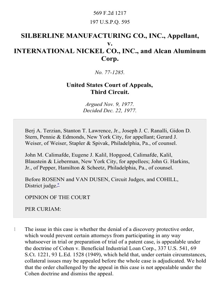 Silberline Manufacturing Co., Inc. v. International Nickel Co., Inc ...