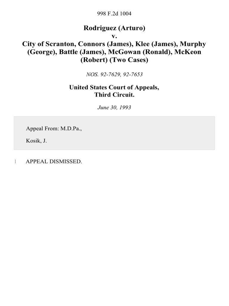 Rodriguez (Arturo) V. City of Scranton, Connors (James), Klee (James ...