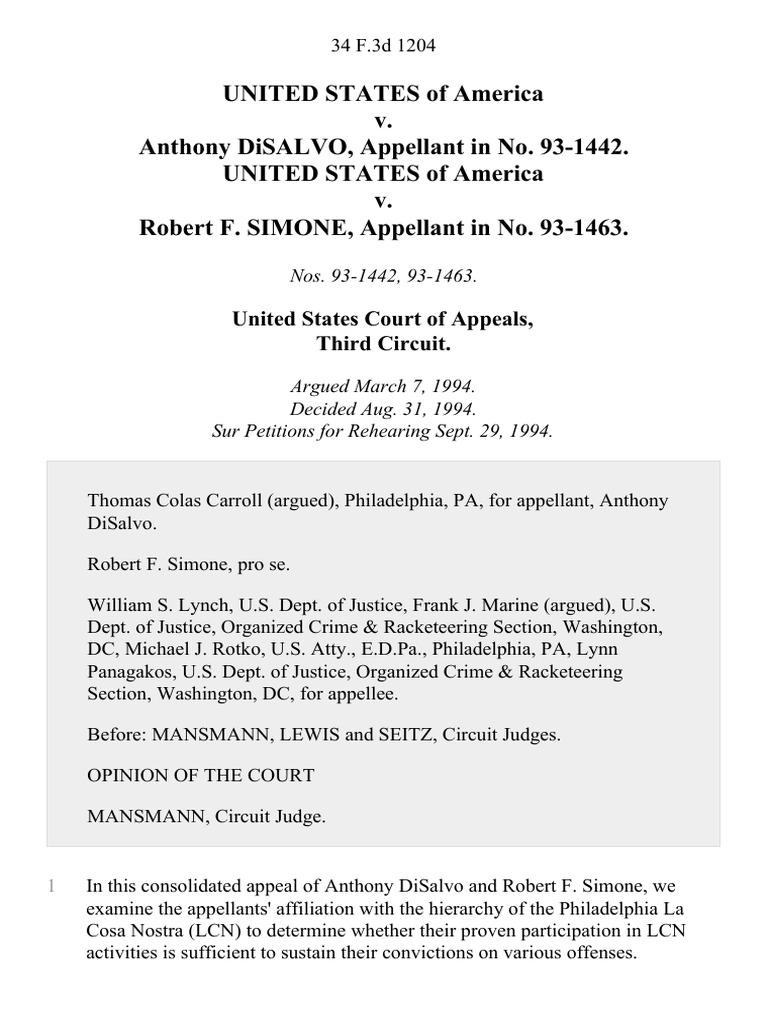United States v. Anthony Disalvo, in No. 93-1442. United States of ...