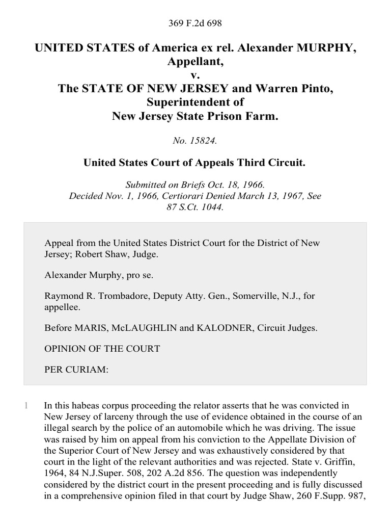 United States of America Ex Rel. Alexander Murphy v. The State of New ...