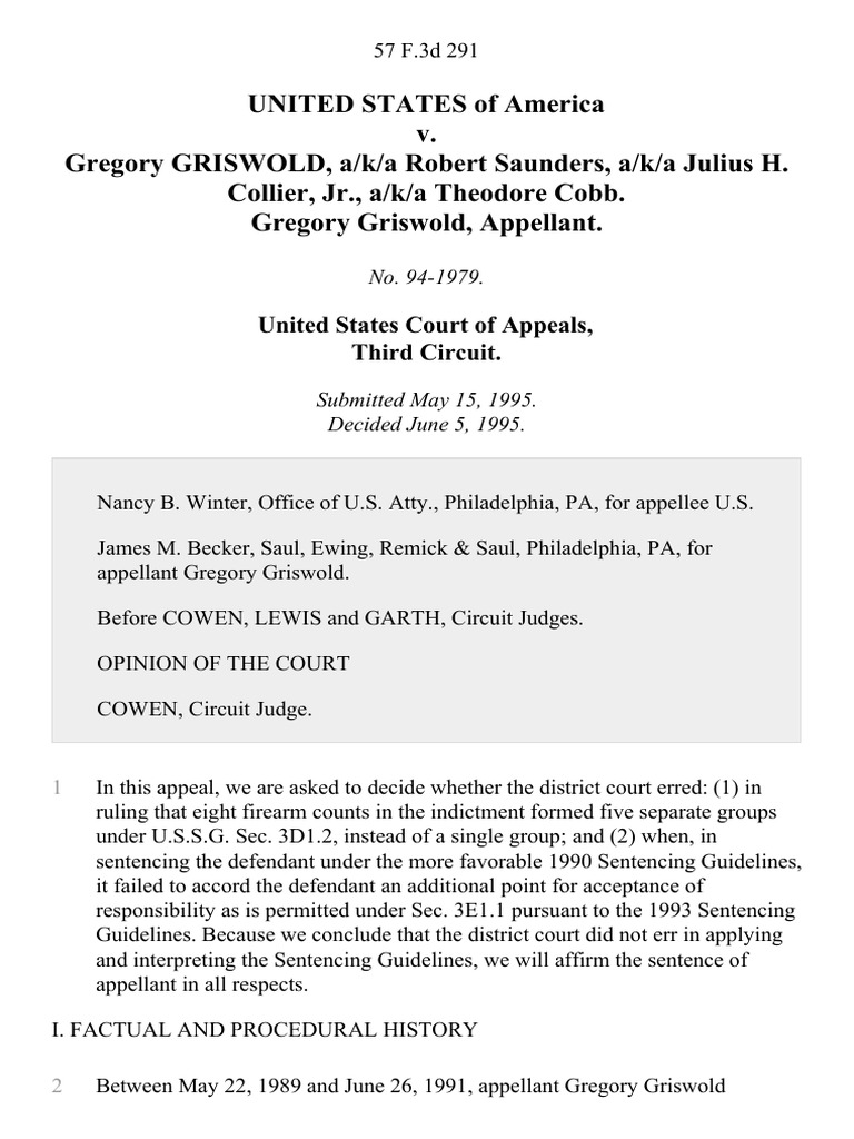 UNITED STATES of America v. Gregory GRISWOLD, A/k/a Robert Saunders, A ...