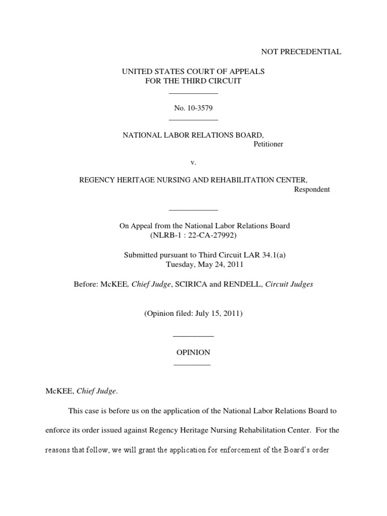 NLRB Order Enforced Against Regency Heritage | PDF | National Labor ...