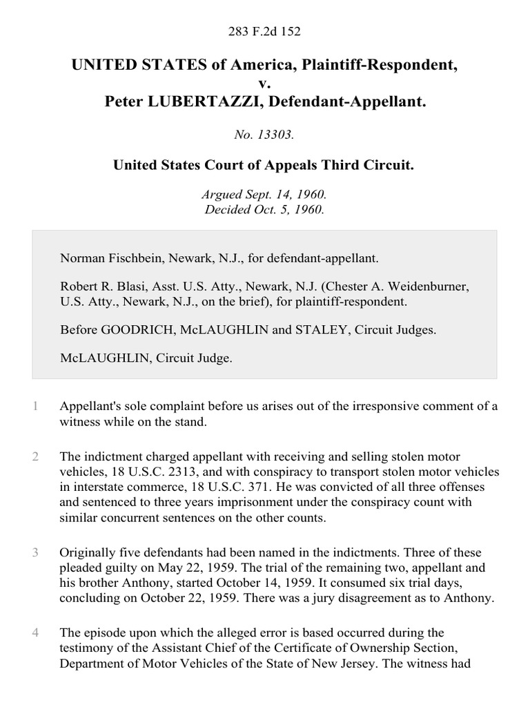 United States of America, Plaintiff-Respondent v. Peter Lubertazzi, 283 ...