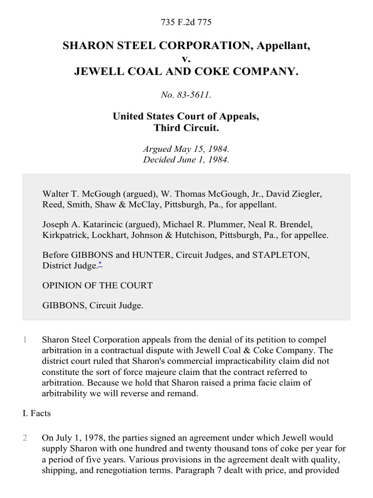 Sharon Steel v. Jewell Coal Arbitration Dispute | PDF | Arbitration ...