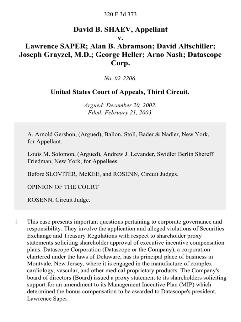 David B. SHAEV, Appellant v. Lawrence SAPER Alan B. Abramson David ...
