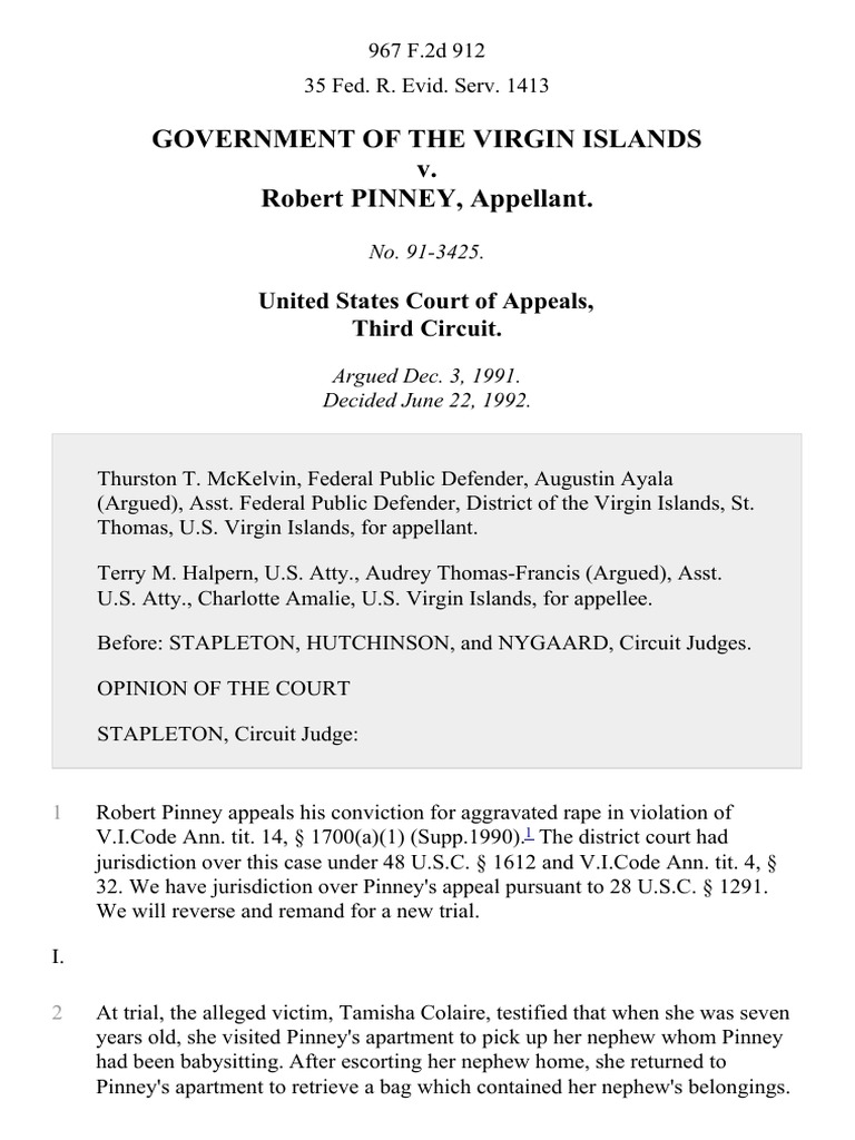 Government of The Virgin Islands v. Robert Pinney, 967 F.2d 912, 3rd ...