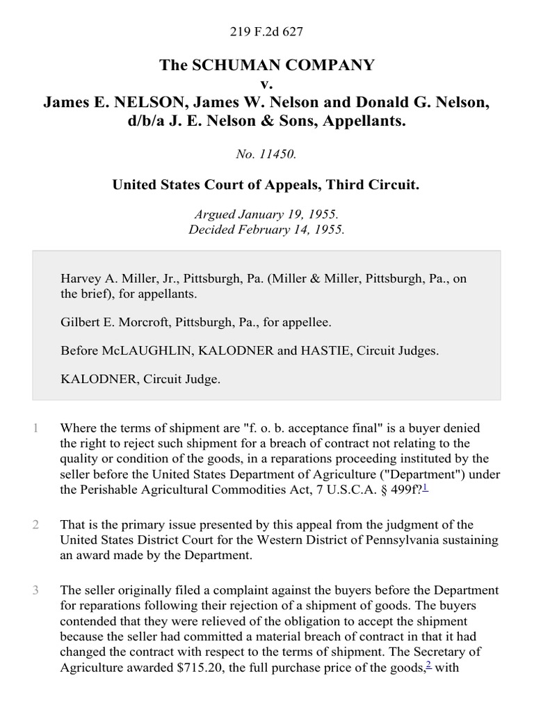 The Schuman Company v. James E. Nelson, James W. Nelson and Donald G ...