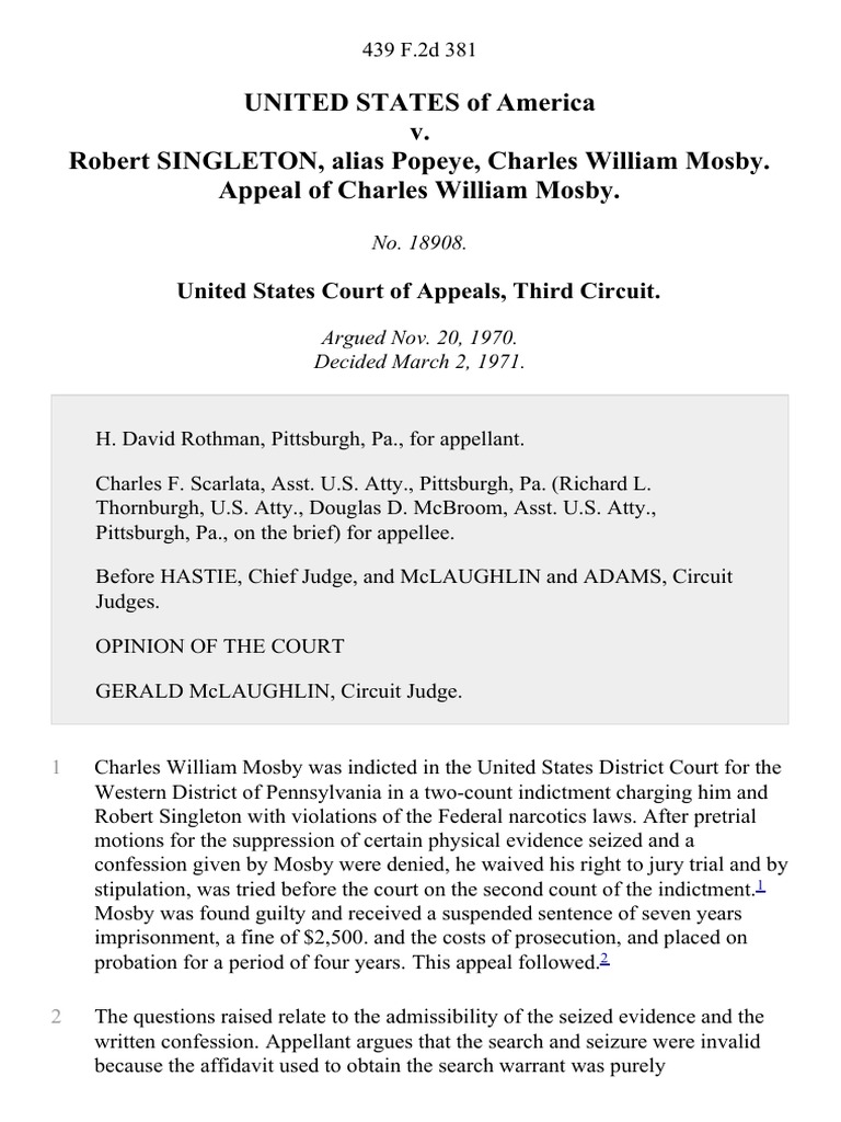United States v. Robert Singleton, Alias Popeye, Charles William Mosby ...